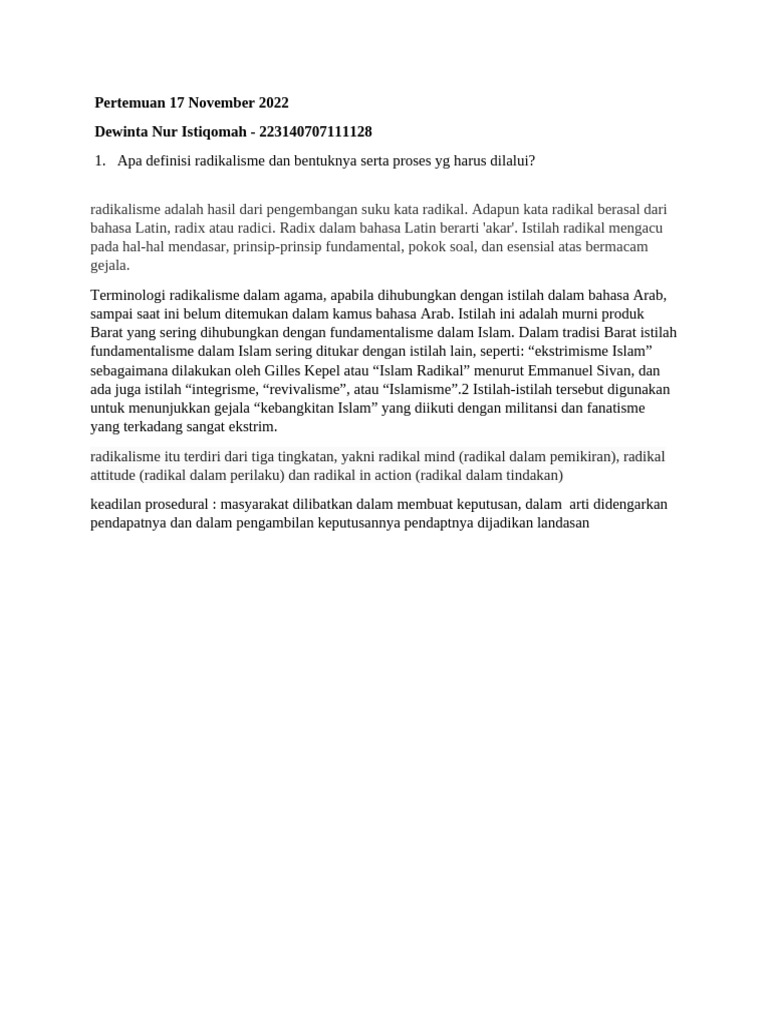 Apa Definisi Radikalisme Dan Bentuknya | PDF