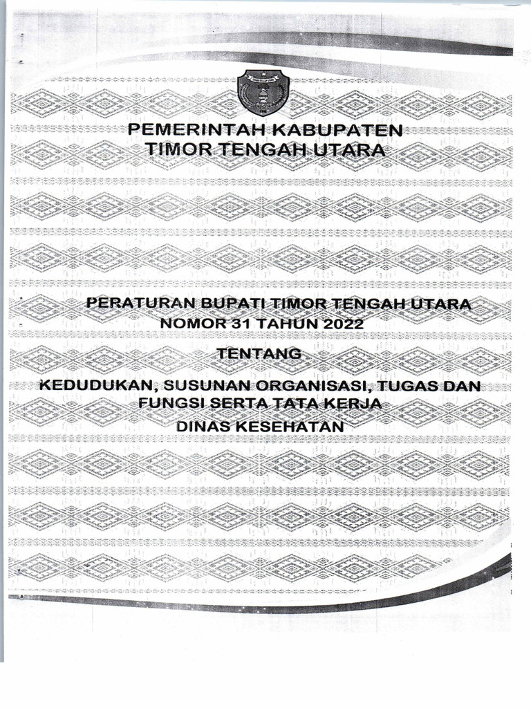 Perbup No. 31 Tahun 2022 Dinas Kesehatan | PDF