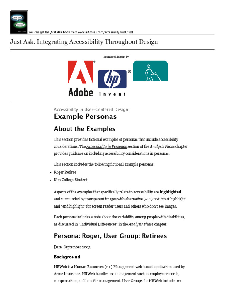 Example Personas - Accessibility in User-Centered Design - Just Ask ...