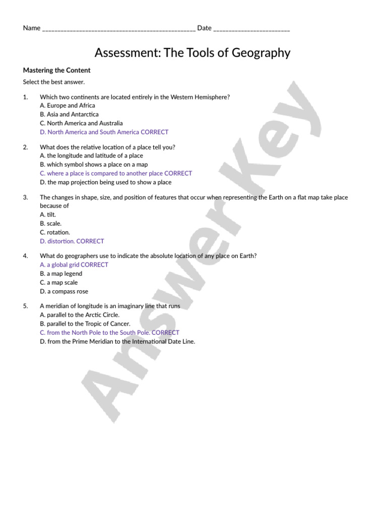 Geography Assessment for Grades 5-6 | PDF | Tropics | Earth