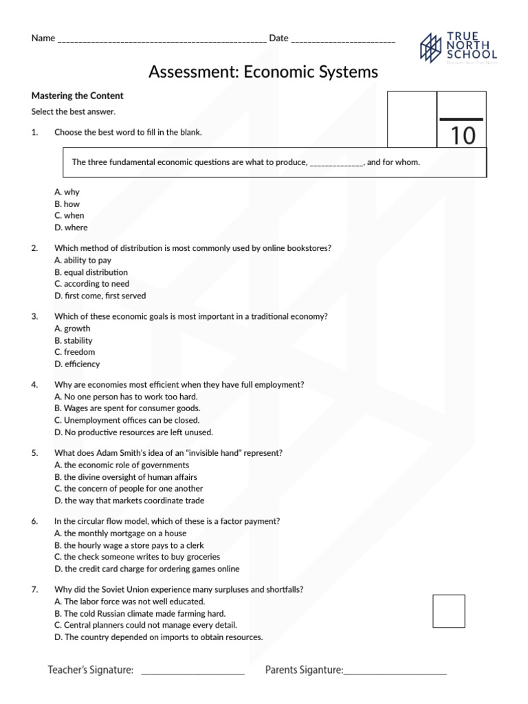 Unit-1-assessment_economic_systems_TNS | PDF