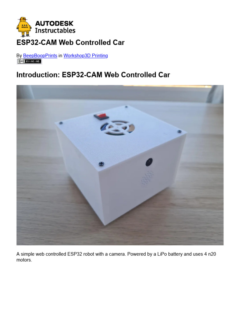 ESP32-CAM Web Controlled Car - 11 Steps | PDF | Electrical Connector ...