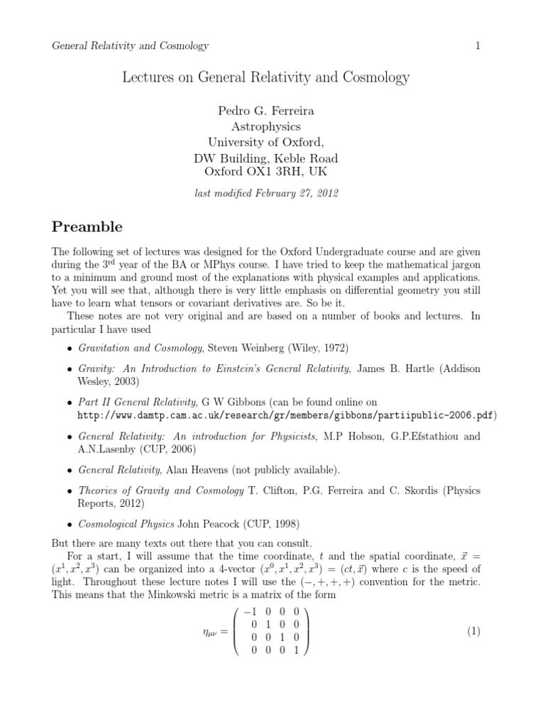 Lectures On General Relativity | PDF | Gravity | General Relativity