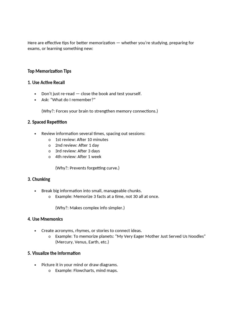 Top Memorization Tips | PDF