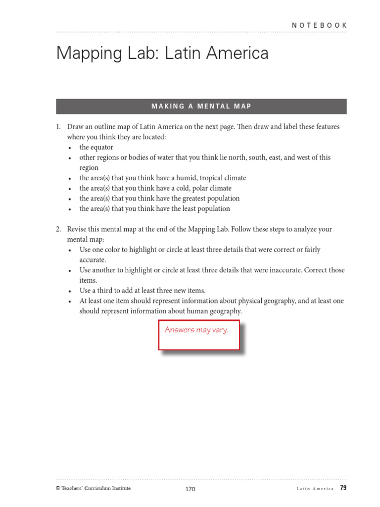 Mapping Lab - Latin America Answer Key | PDF | Latin America | Forests