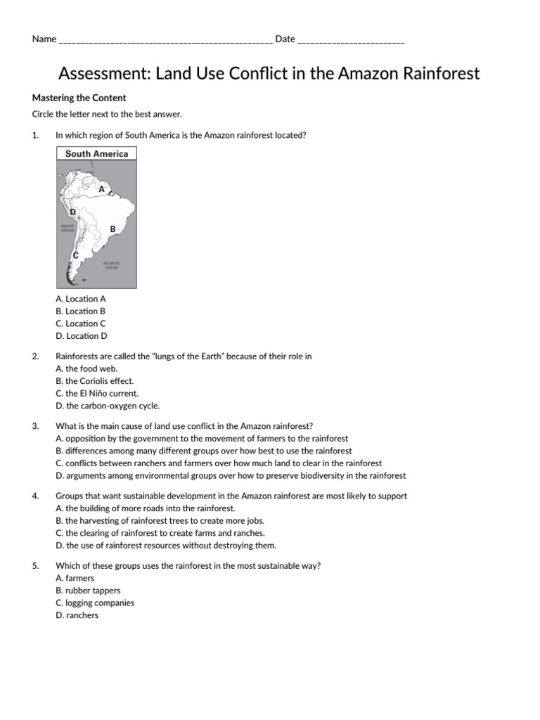 Unit 3 - Land Use Conflict in The Amazon Rainforest | PDF | Rainforest ...