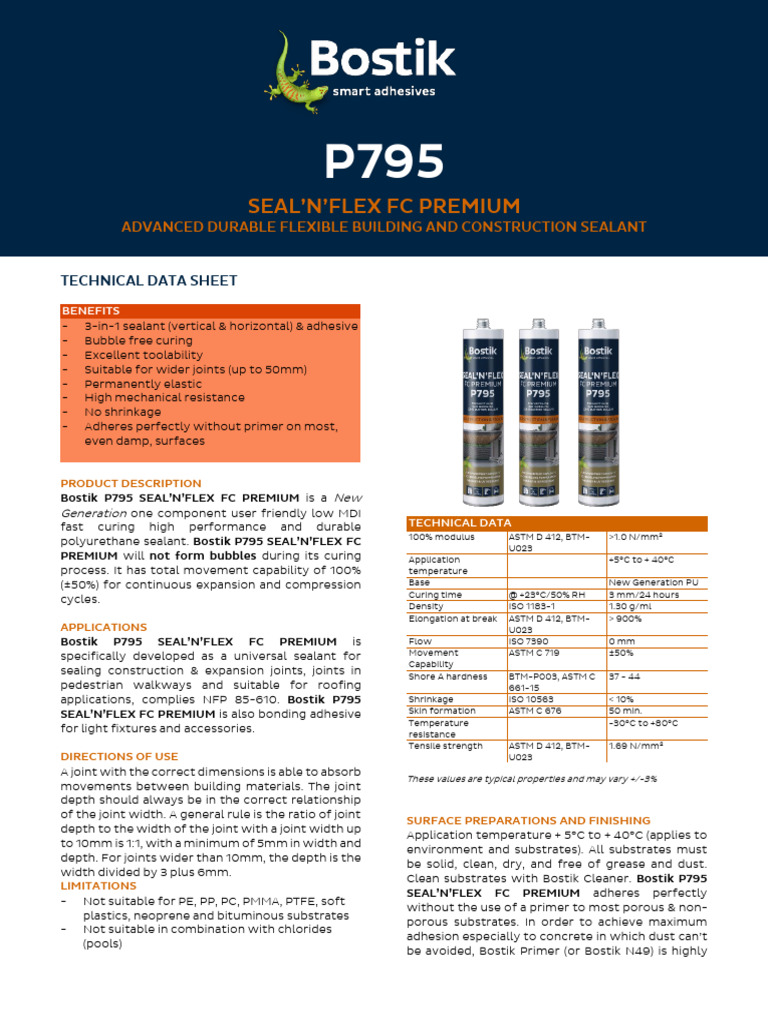 Tds Bostik-p795-Seal’n’Flex Fc Premium | PDF | Industrial Processes ...