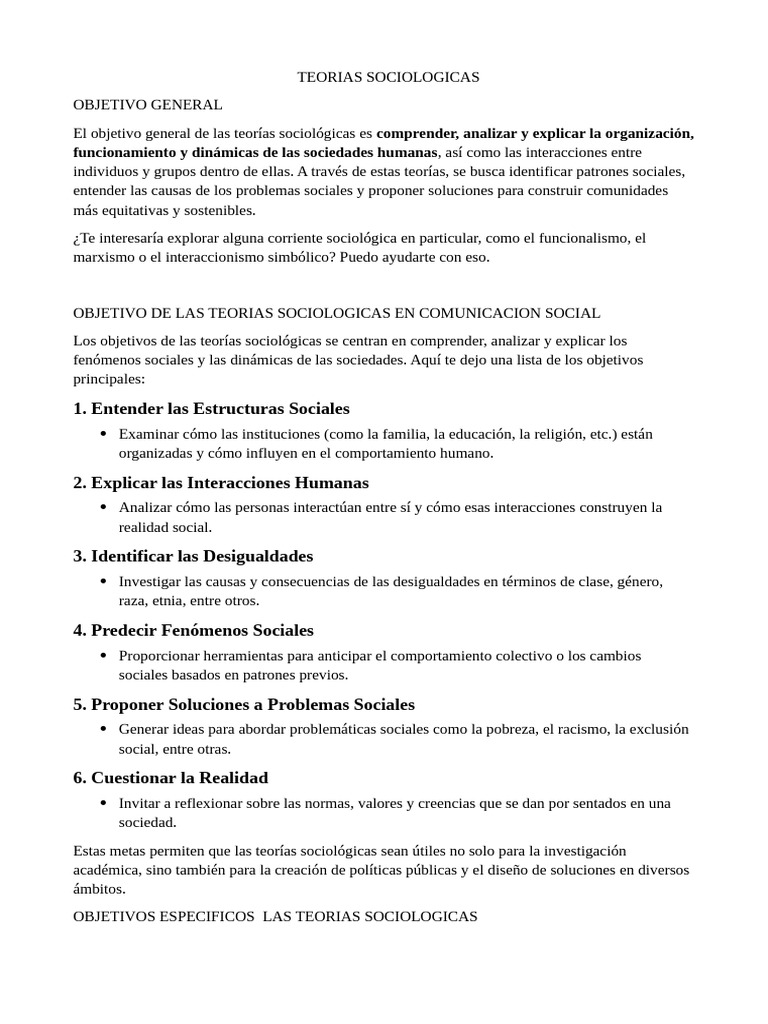 Teorias Sociologicas 1 | PDF | Sociología | Sociedad