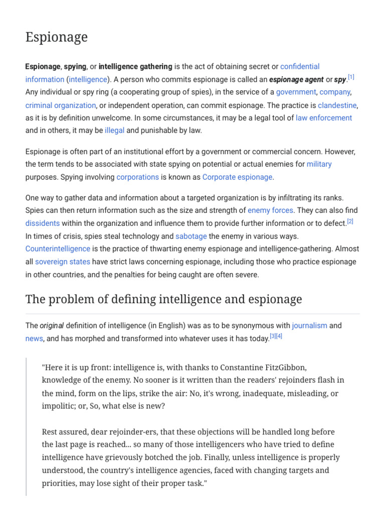 Pionage - Pedia | PDF | Espionage | Intelligence Assessment