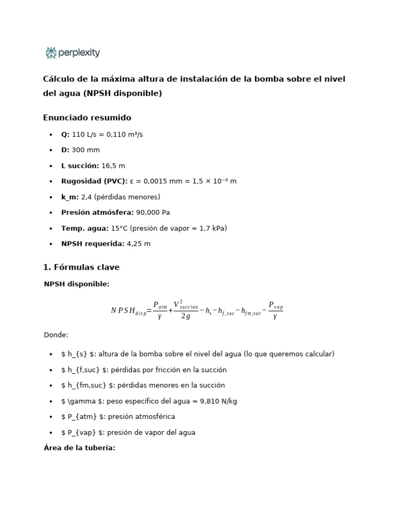 Cálculo de La Máxima Altura de Instalación de La B | PDF | Gases ...