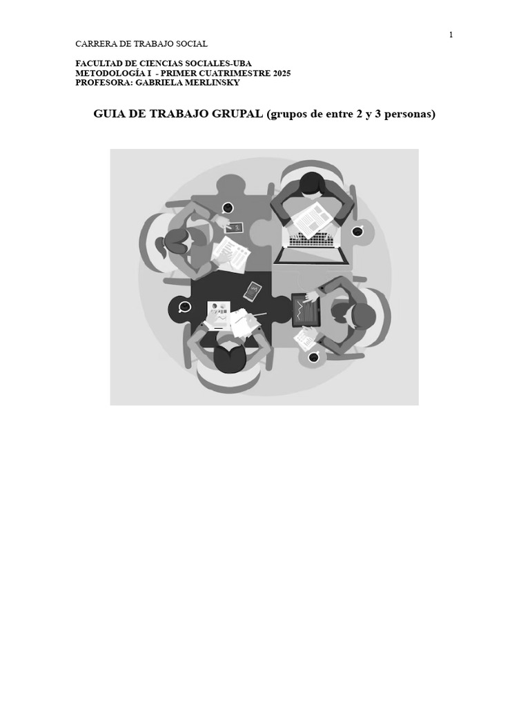 Guía Ejercicio Grupal - 1er Cuatrimestre 2025 | PDF | Trabajo Social | Science