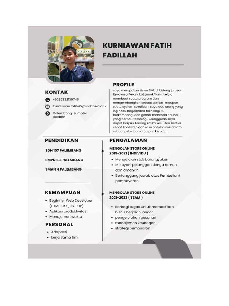 Cv Kurniawan Fatih Fadillah | PDF