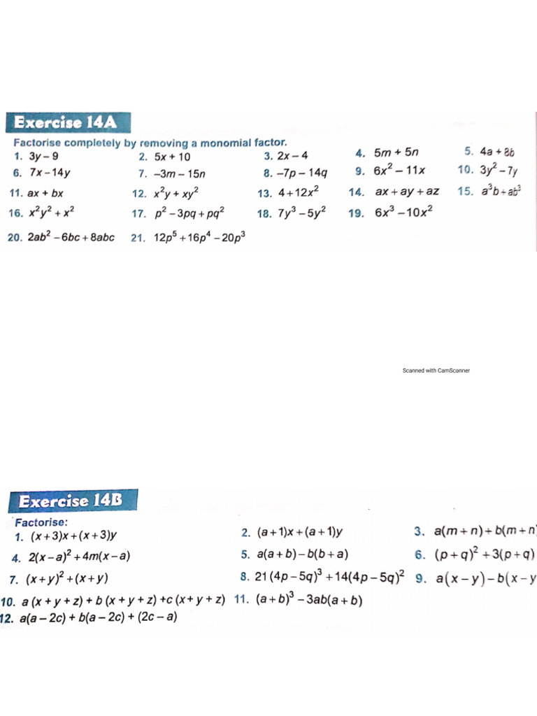 Chapter 14 Factorisation. | PDF