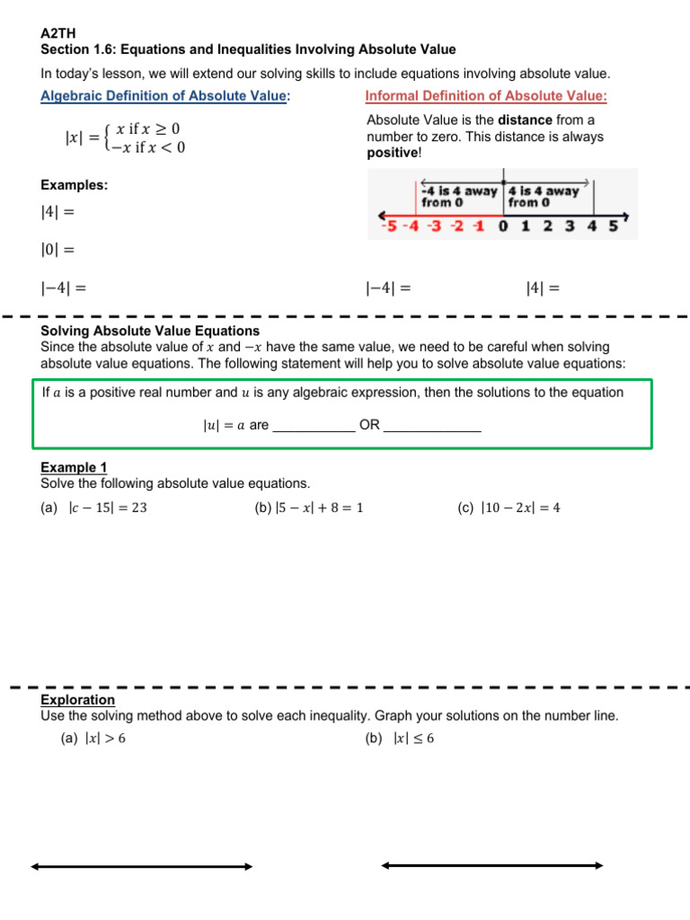 Lesson 6 - Absolute Value | PDF