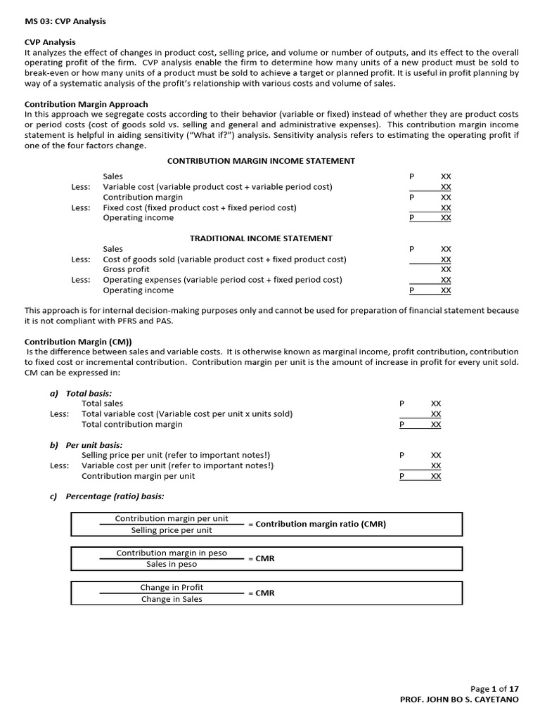 Handout-03-CVP-Analysis (1) | PDF | Pricing | Income Statement