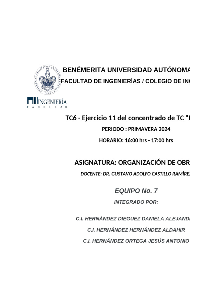 TC6 Organización de Obras | PDF