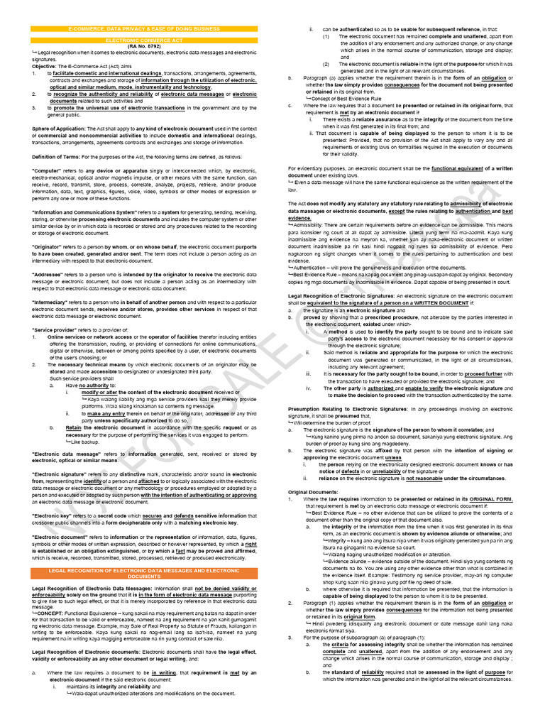 RFBT-15 E-Commerce, Data Privacy & Ease of Doing Business | PDF ...