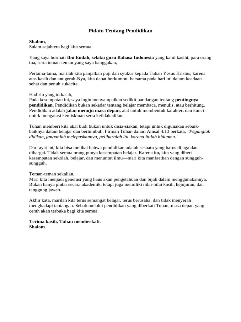 Pidato Tentang Pendidikan | PDF