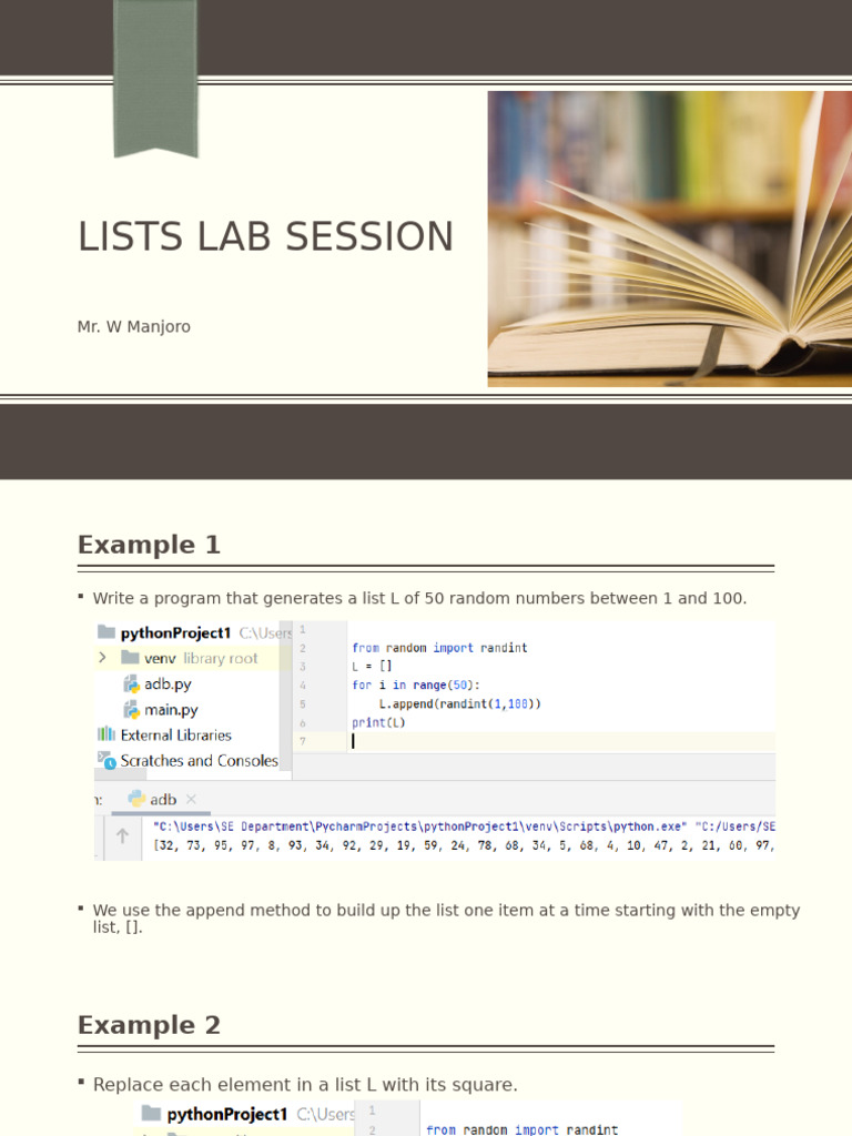 Slide7 Lists Lab Session | PDF