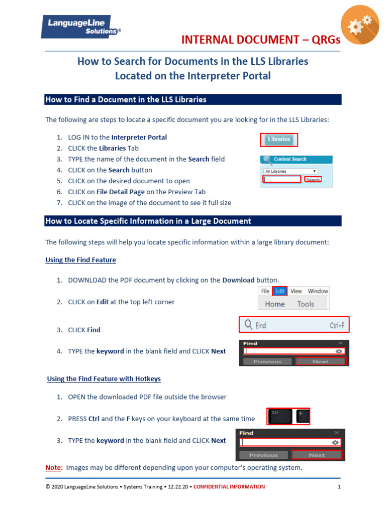 LLS Libraries-How To Search & Navigate Large Documents Quick Reference Guide (QRG) 05092024 | PDF