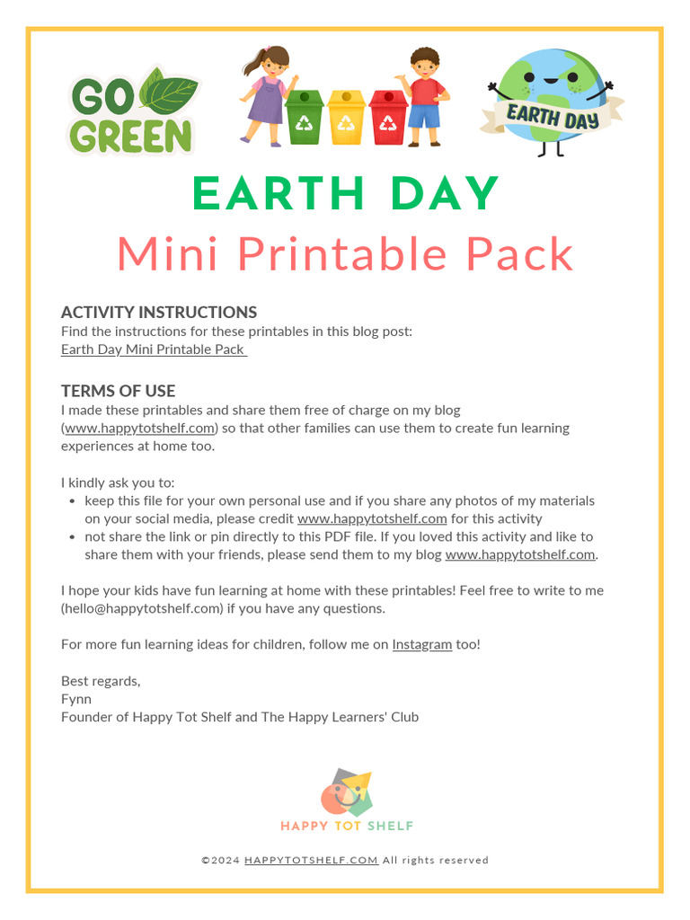Earth Day Mini Printable Pack-1 | PDF