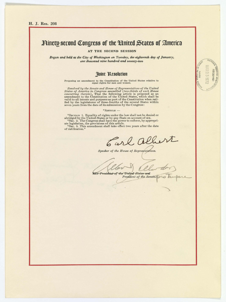 92nd Congress ERA (1972) | PDF