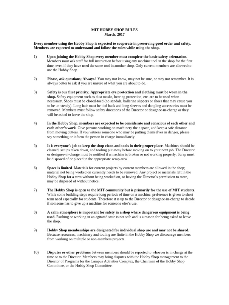 Hobby Shop Rules Update 2017 - 1 | PDF