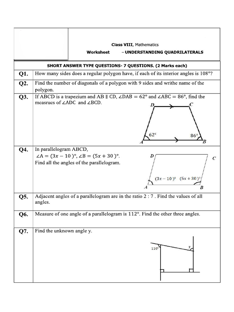 understanding quadrilateral with ANSWER | PDF