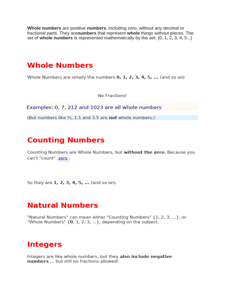 Whole numbers | PDF
