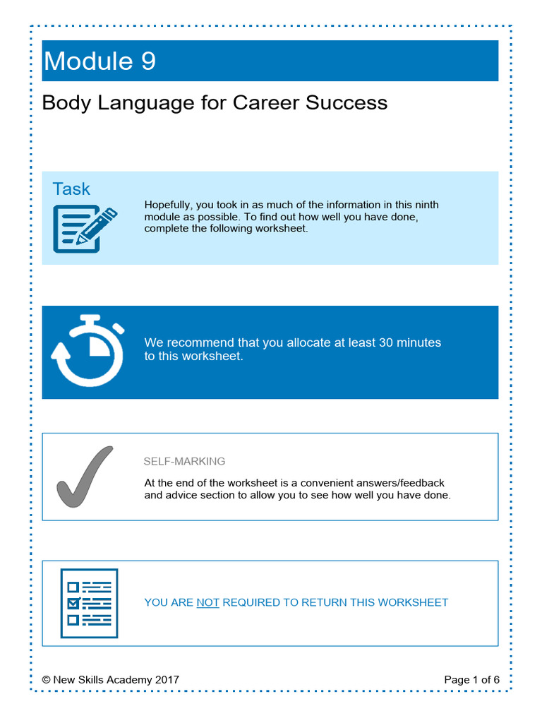 Body Language UK Worksheet Module 9 | PDF | Body Language | Human ...
