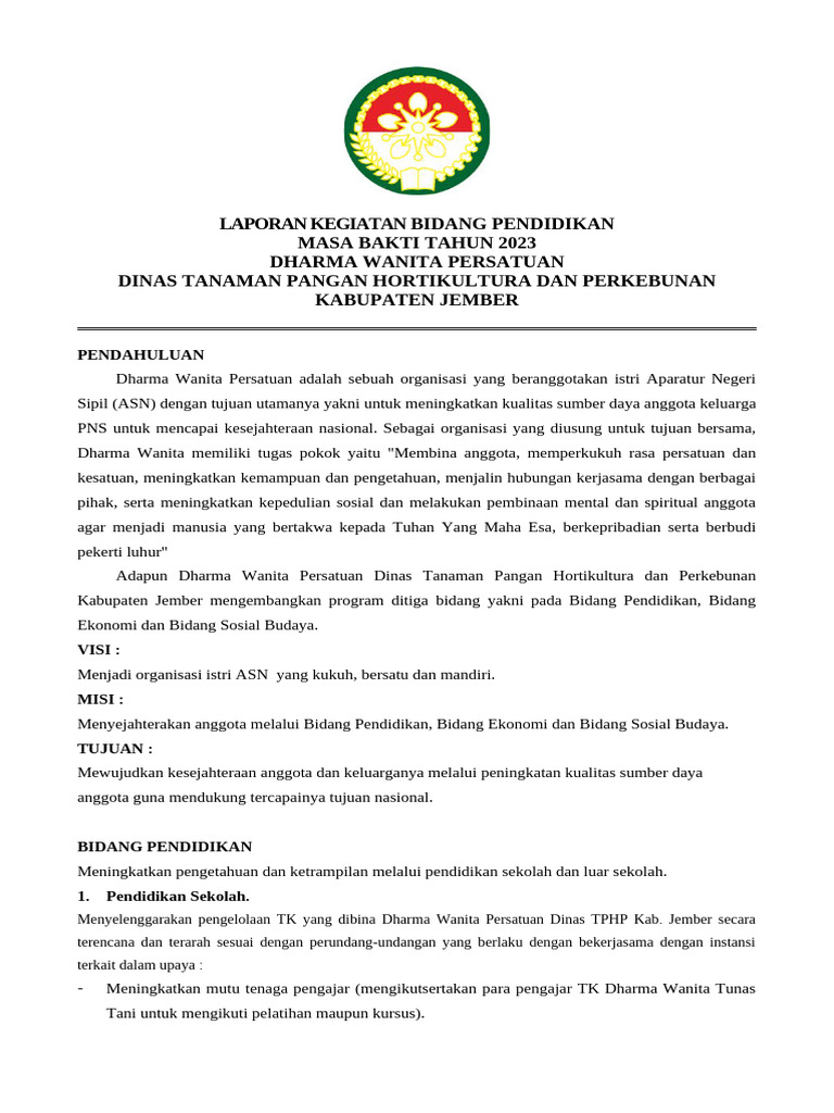 Laporan Kegiatan DWP | PDF