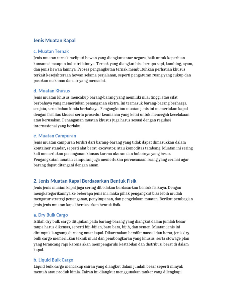 Jenis Muatan Kapal | PDF