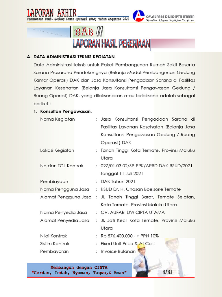 BAB. II. Laporan Hasil Pekerjaan | PDF