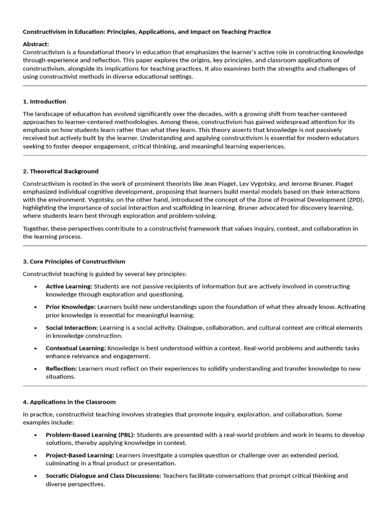 Constructivism in Education | PDF | Constructivism (Philosophy Of Education) | Pedagogy
