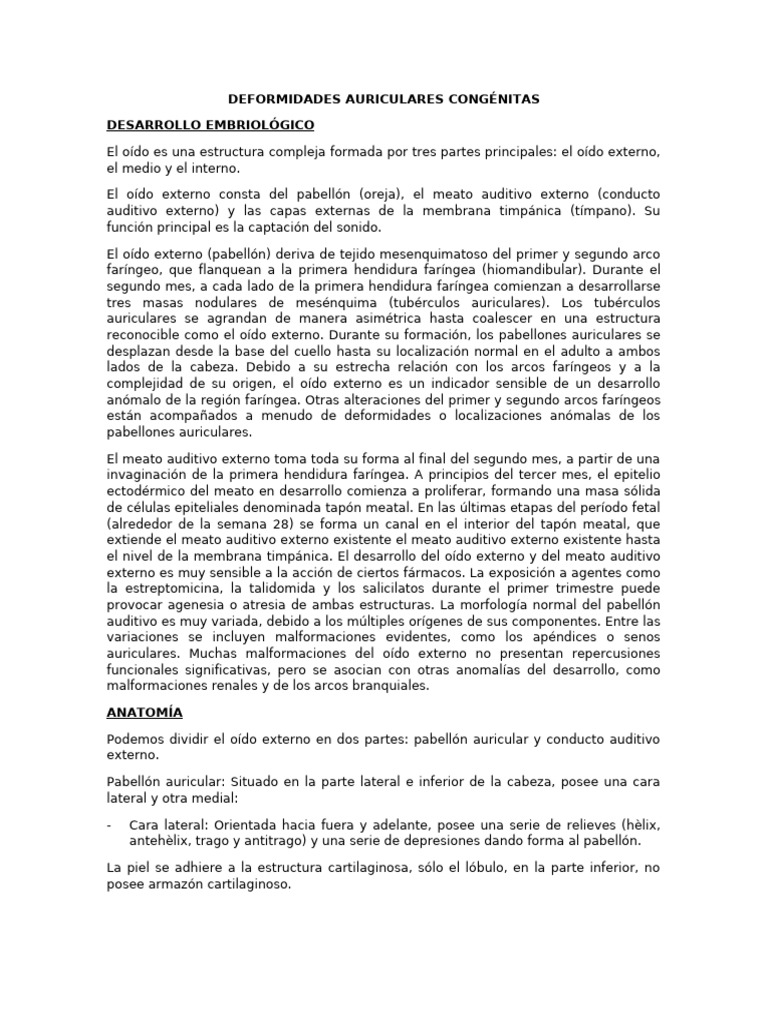 Deformidades Congénitas del Oído Externo | PDF | Oído | Anatomía humana