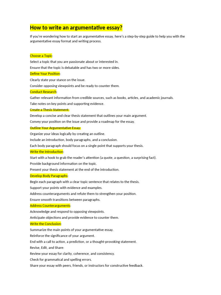 How To Write An Argumentative Essay | PDF | Essays | Argument