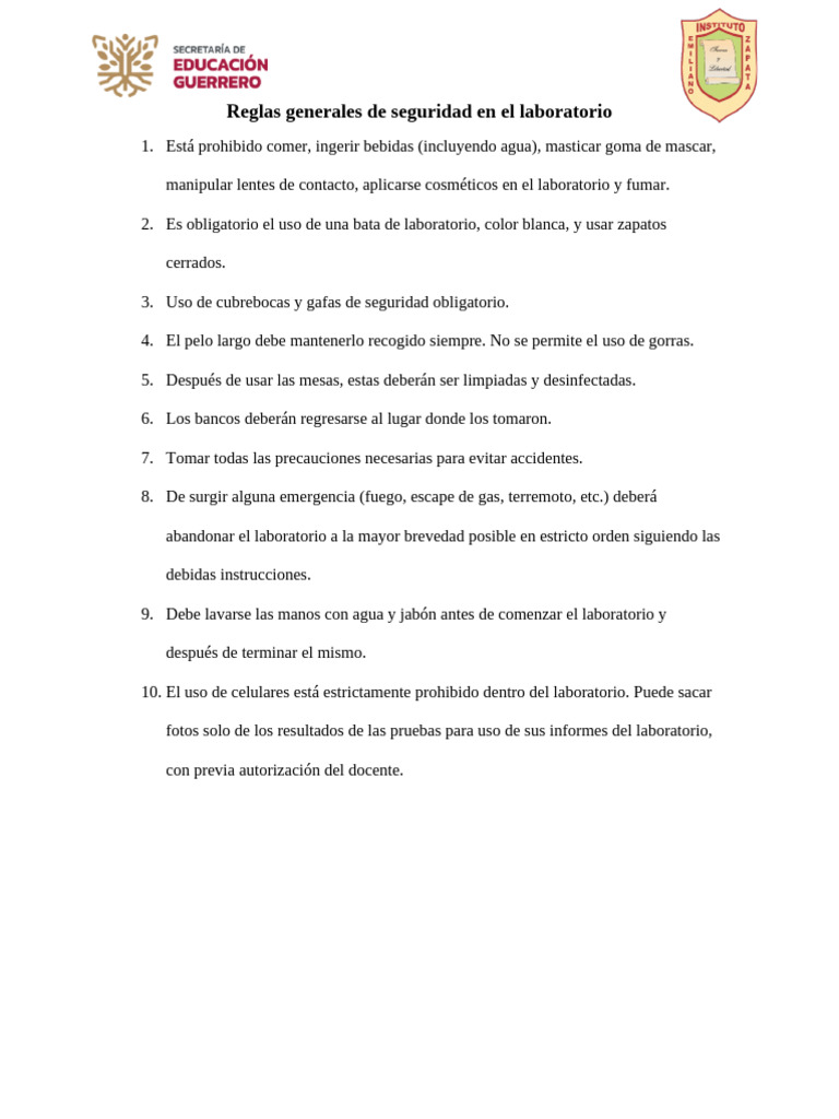 Seguridad en el Laboratorio: Reglas Clave | PDF