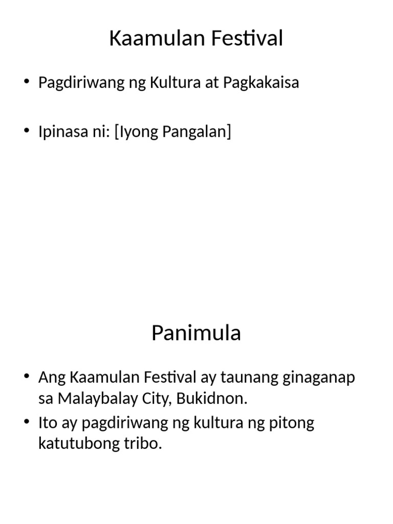 Kaamulan Festival Presentation | PDF