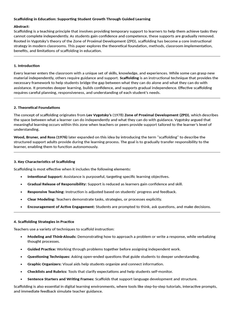 Scaffolding in Education Supporting Student Growth Through Guided ...