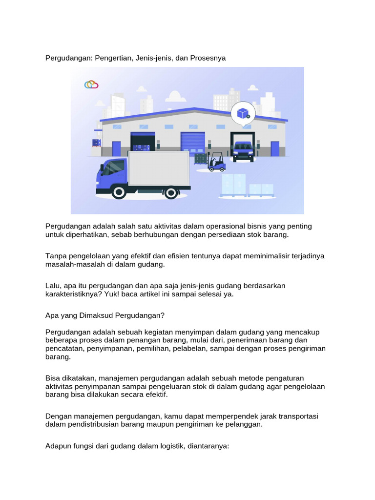Proses dan Jenis Pergudangan Efektif | PDF