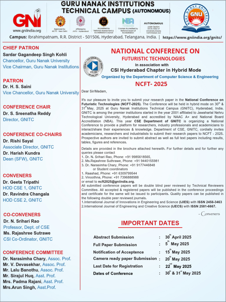 Final-Cover Letter NCFT 2025 | PDF