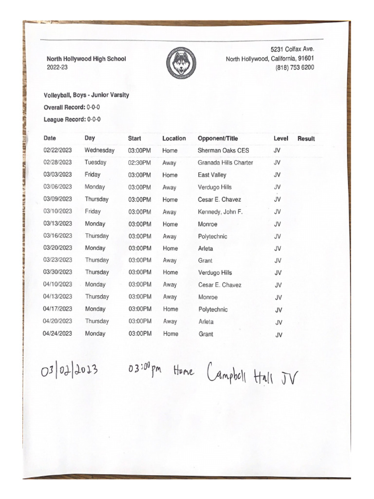Spring 2023 Schedule | PDF
