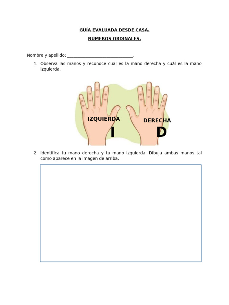 Guía Evaluada Desde Casa. Números Ordinales | PDF