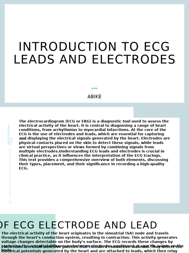 Introduction To Ecg and Electrodes | PDF | Electrocardiography | Cardiovascular Diseases