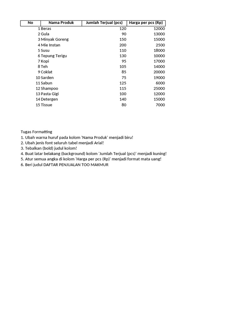 Latihan_Excel_Penjualan_Toko | PDF