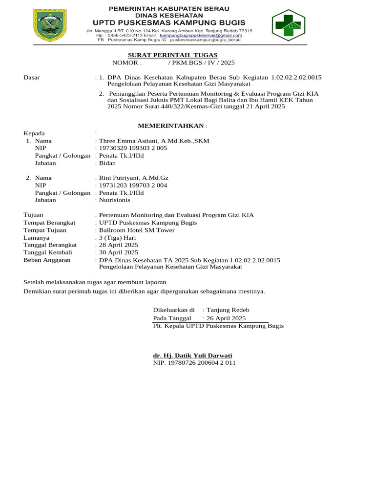 Contoh SPJ Pertemuan ( KOP Puskesmas ) | PDF