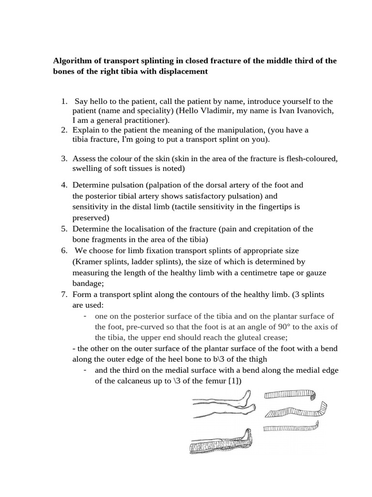 Algoritm of Immobilization of Tibia | PDF | Foot | Ankle