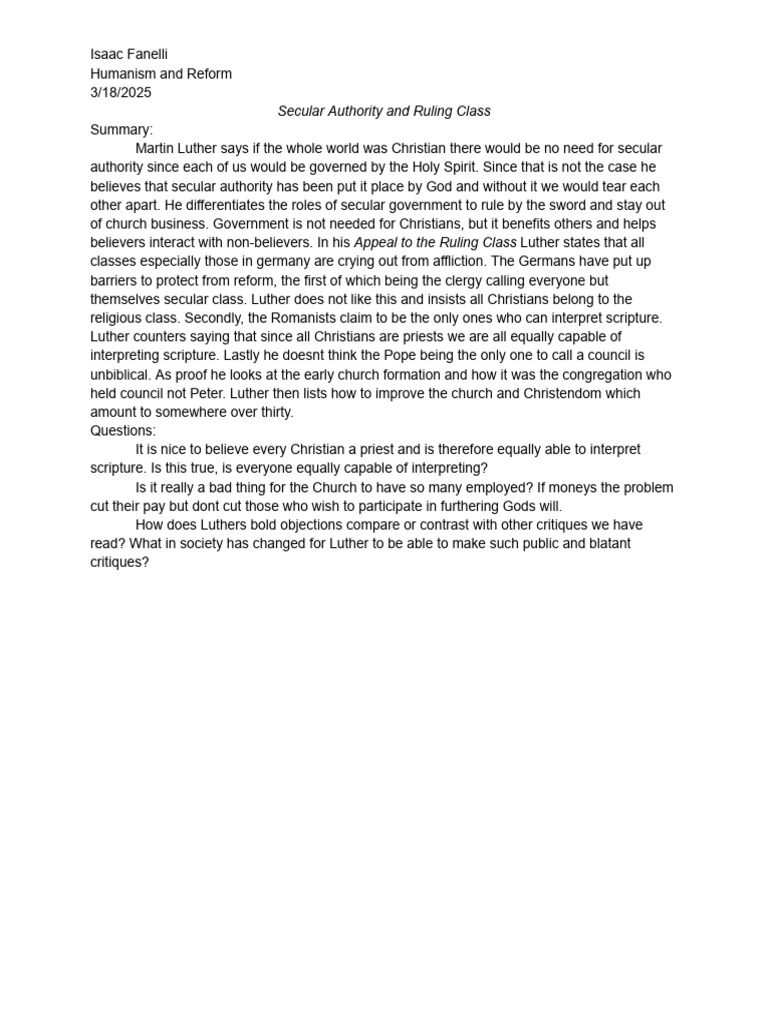 Secular Authority and Ruling Class | PDF