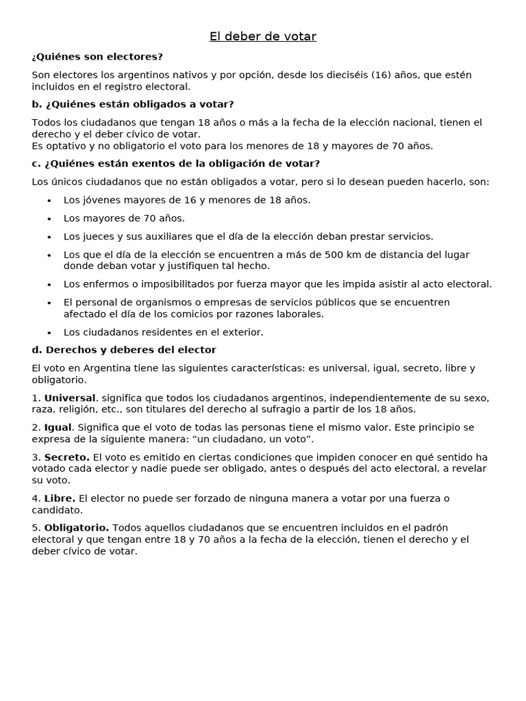 El Deber de Votar | PDF