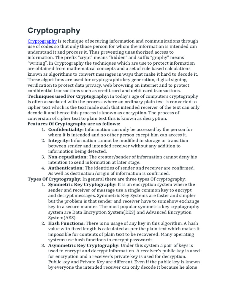 Cryptography and Its Types | PDF | Key (Cryptography) | Malware